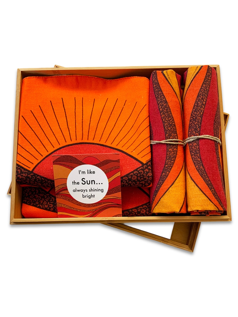 Gift Set For Hosts Who Love Sunsets | Vibrant Orange Patterns – LOVELEEN
